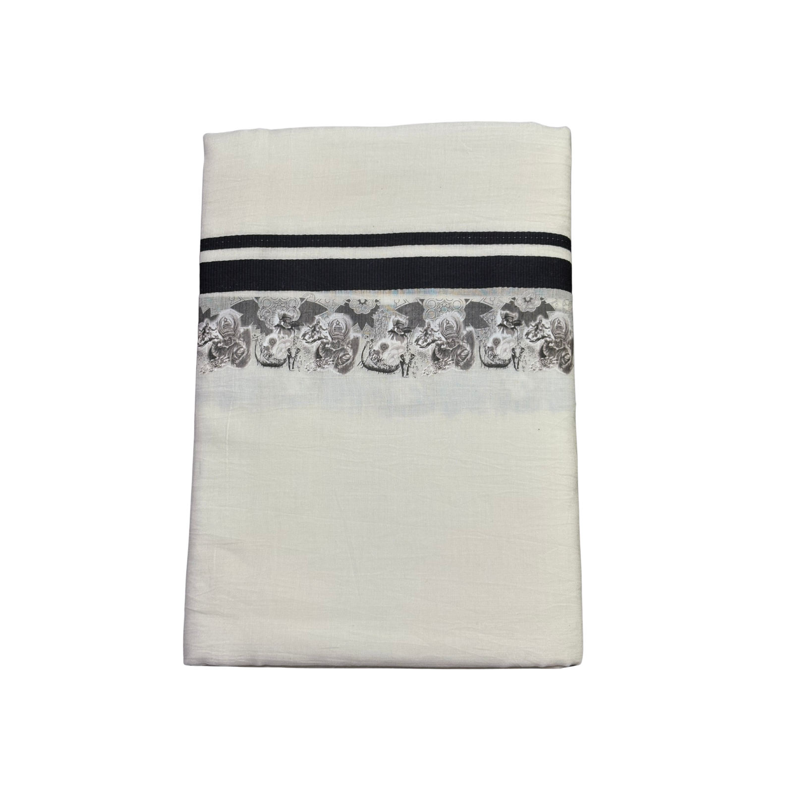 Ramsons Onam Special Double Dhoti with Onam Print in Black – RM3717